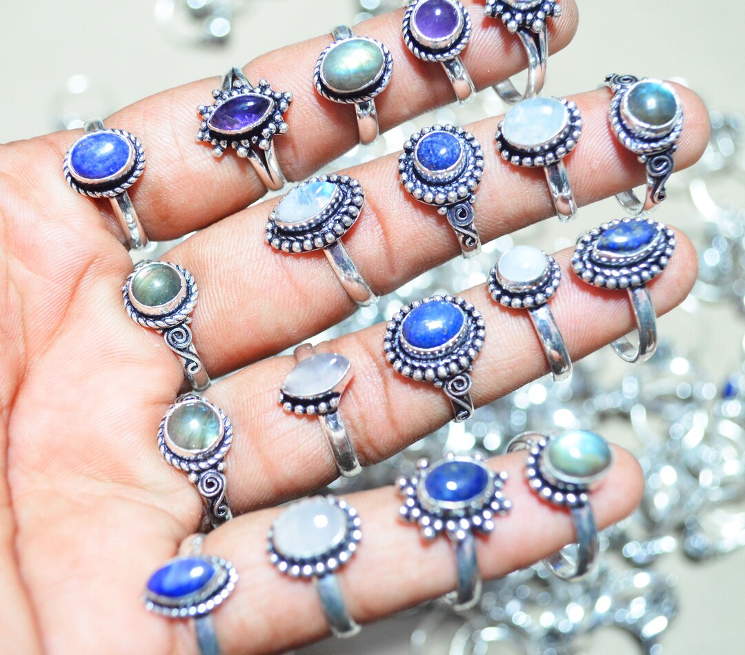 Chunky Rings, Natural Crystal Ring, Silver Plated Ring, Natural ...