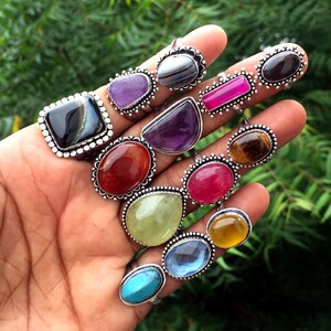 Natural Multi Gemstone Rings, Vintage Rings, Handmade Rings, Artisan ...