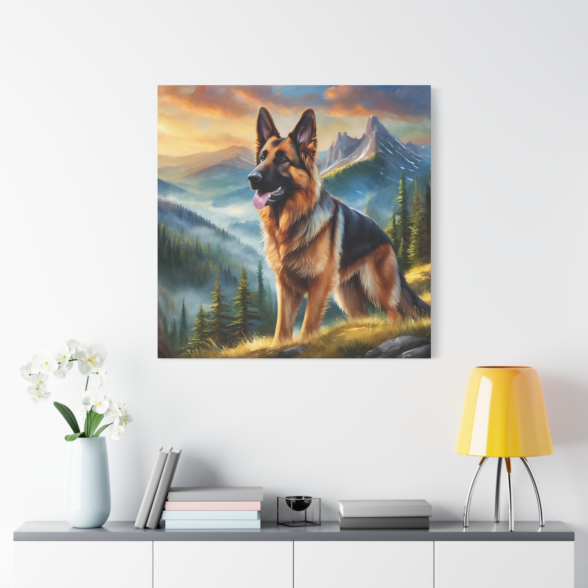 German Shepherd Artwork Dog Painting Canvas Art Print Wall Decor ...