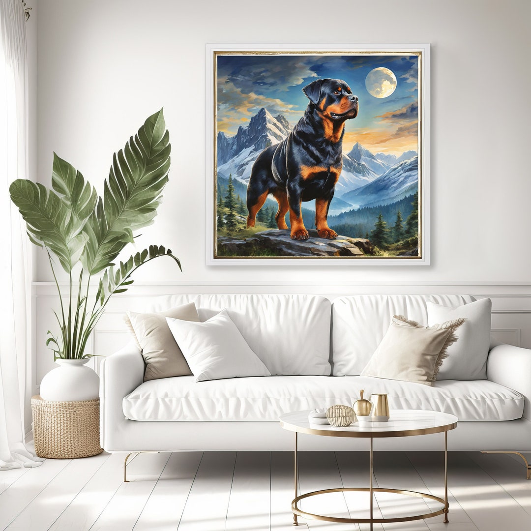 Rottweiler Painting Art Print Pet Portrait Canvas Art Print Colorful ...