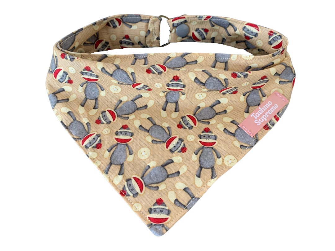 Sock Monkey Dog Bandana - Snap On, No Tie Pet Neckwear - Etsy