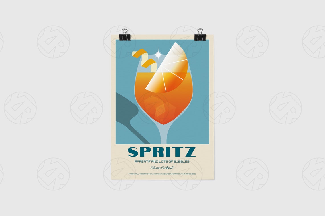 The Spritz Print Positive Wall Art Cocktail Poster Living - Etsy