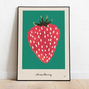 The Strawberries Poster, Flower Print, Travel Poster, Kitchen Art ...