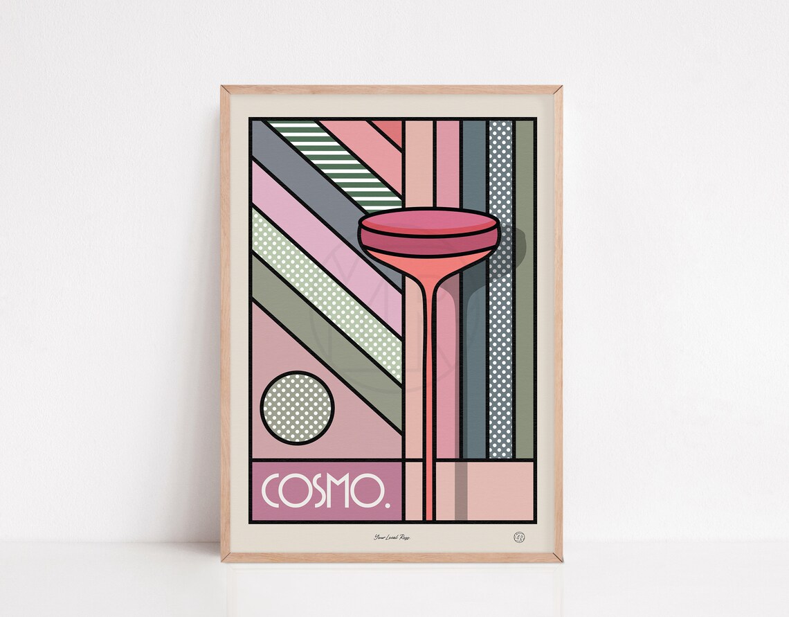 The Cosmo Print Positive Wall Art Cocktail Poster Kitchen | Etsy
