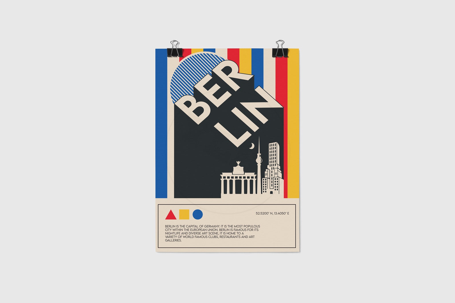 The Berlin Print Positive Wall Art Travel Poster Living | Etsy