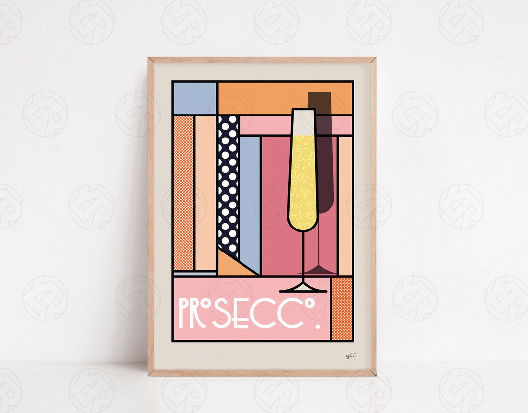 Prosecco Print Positive Wall Art, Cocktail Poster, Living Room Wall Art ...