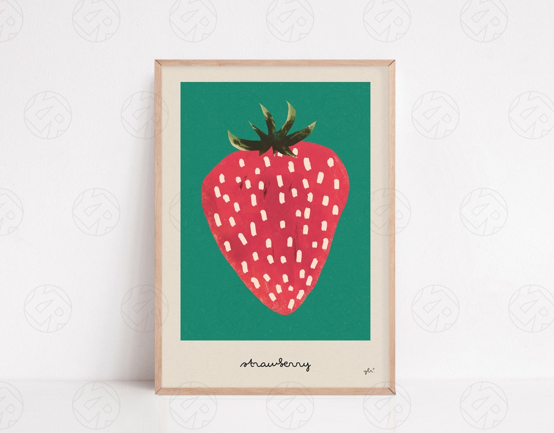 The Strawberries Poster, Flower Print, Travel Poster, Kitchen Art ...