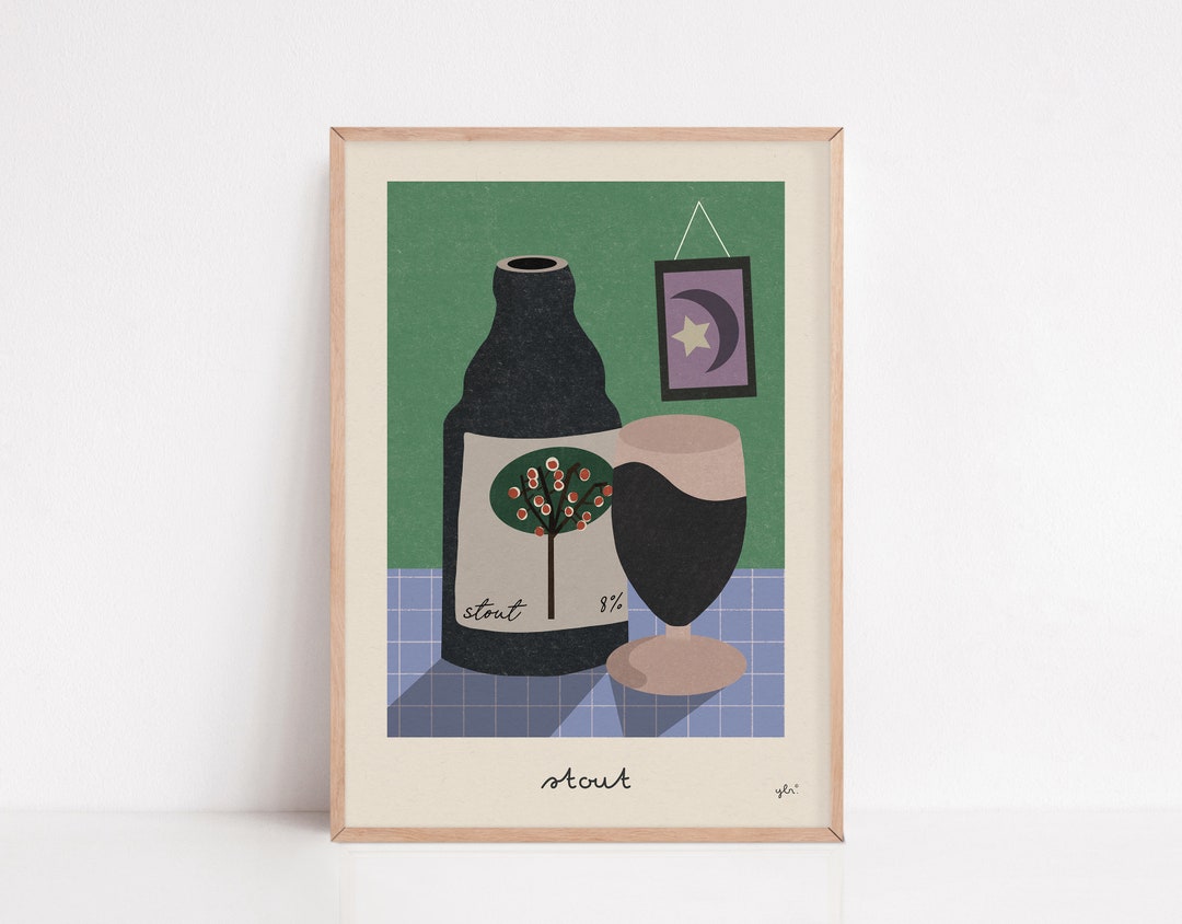 The Stout Print Positive Wall Art, Cocktail Poster, Living Room Wall ...