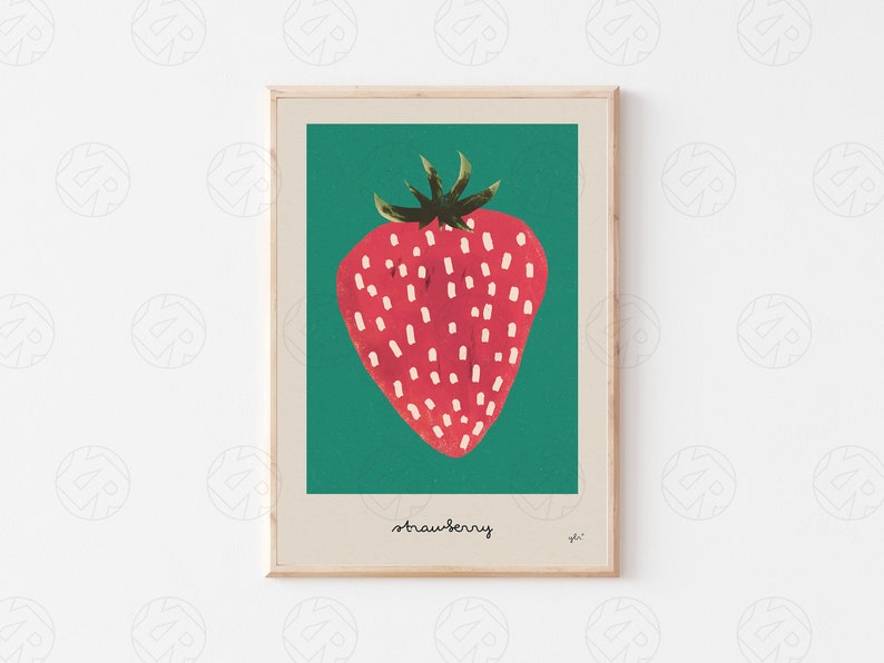The Strawberries Poster Flower Print Travel Poster Kitchen - Etsy