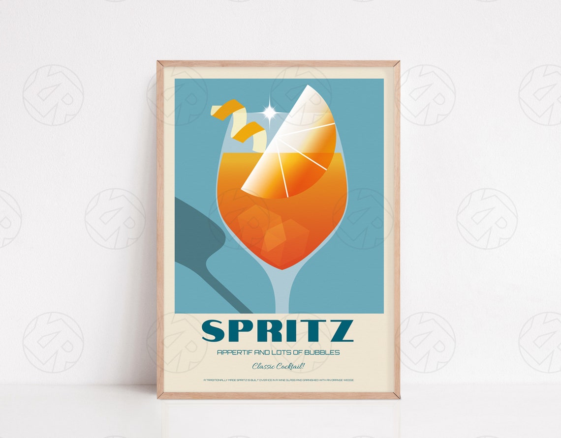 The Spritz Print Positive Wall Art Cocktail Poster Living - Etsy