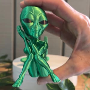 Sitting Alien, Alien Desk Decor, Outer Space Themed Figurine, Happy ...