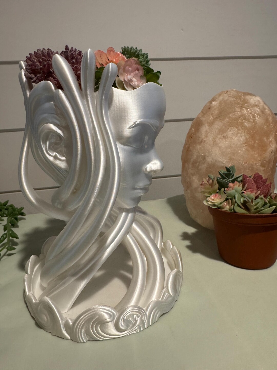 Sea Nymph Face Planter: 3D Printed Goddess Succulent Pot With Tray - Etsy