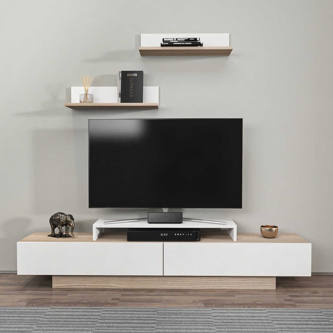 71'' Long Low Profile Wood TV Stand Media Console With - Etsy