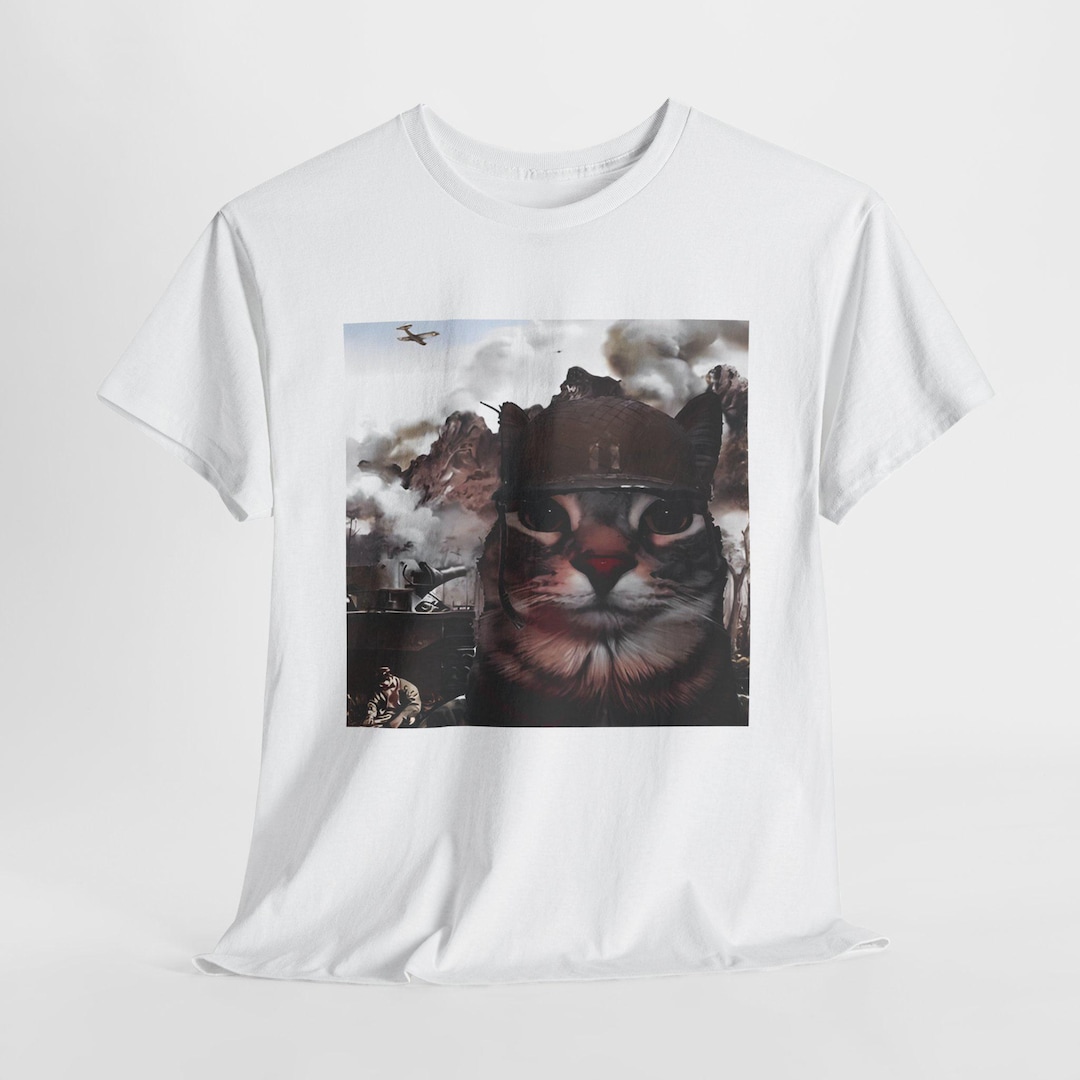 Thousand Yard Stare Cat Meme Shirt, 1000 Yard Stare Offensive War Funny ...