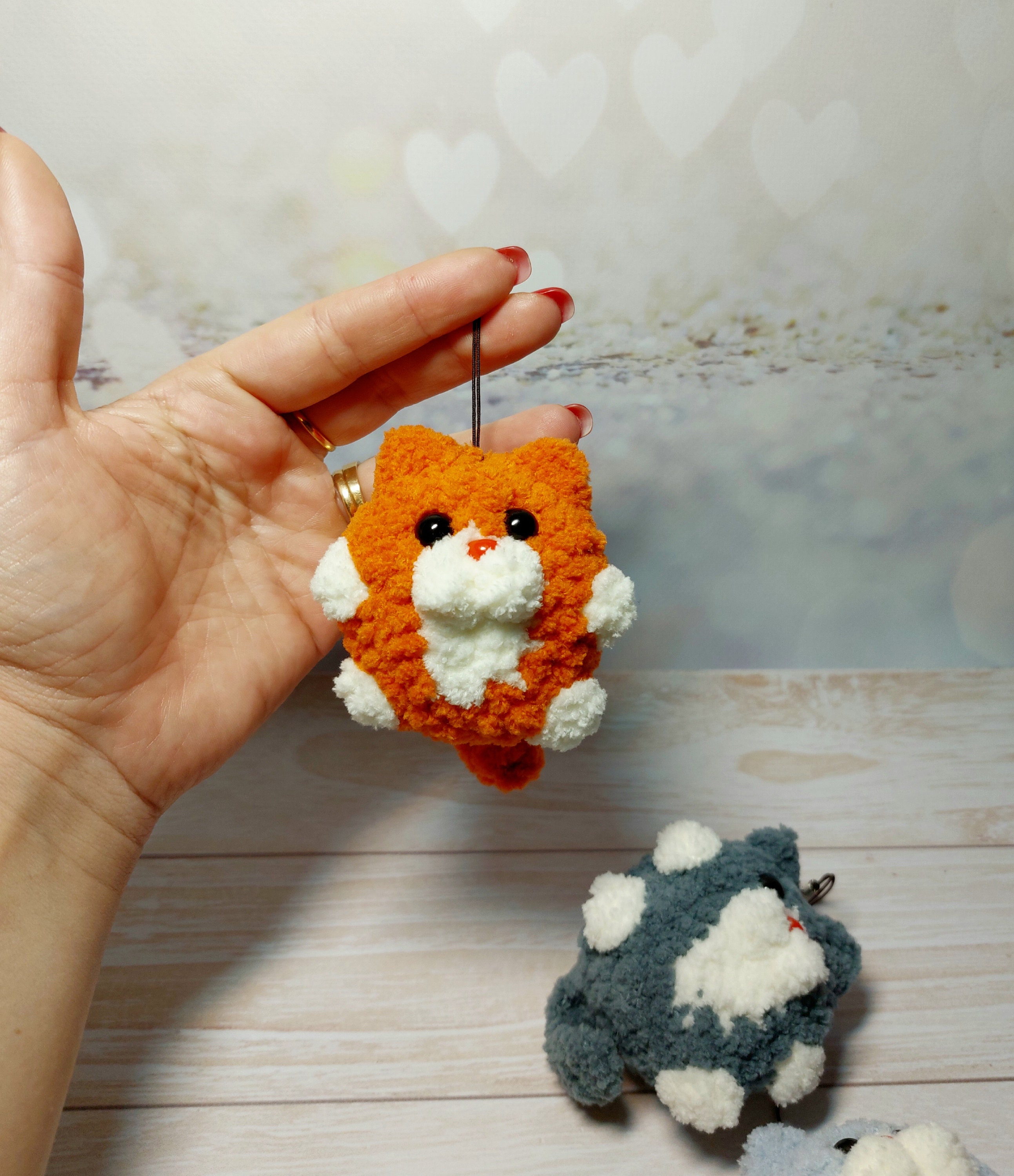 Cute Cat Keychain, Fluffy Crochet Cat Keychain, Super Soft Cute Bag ...