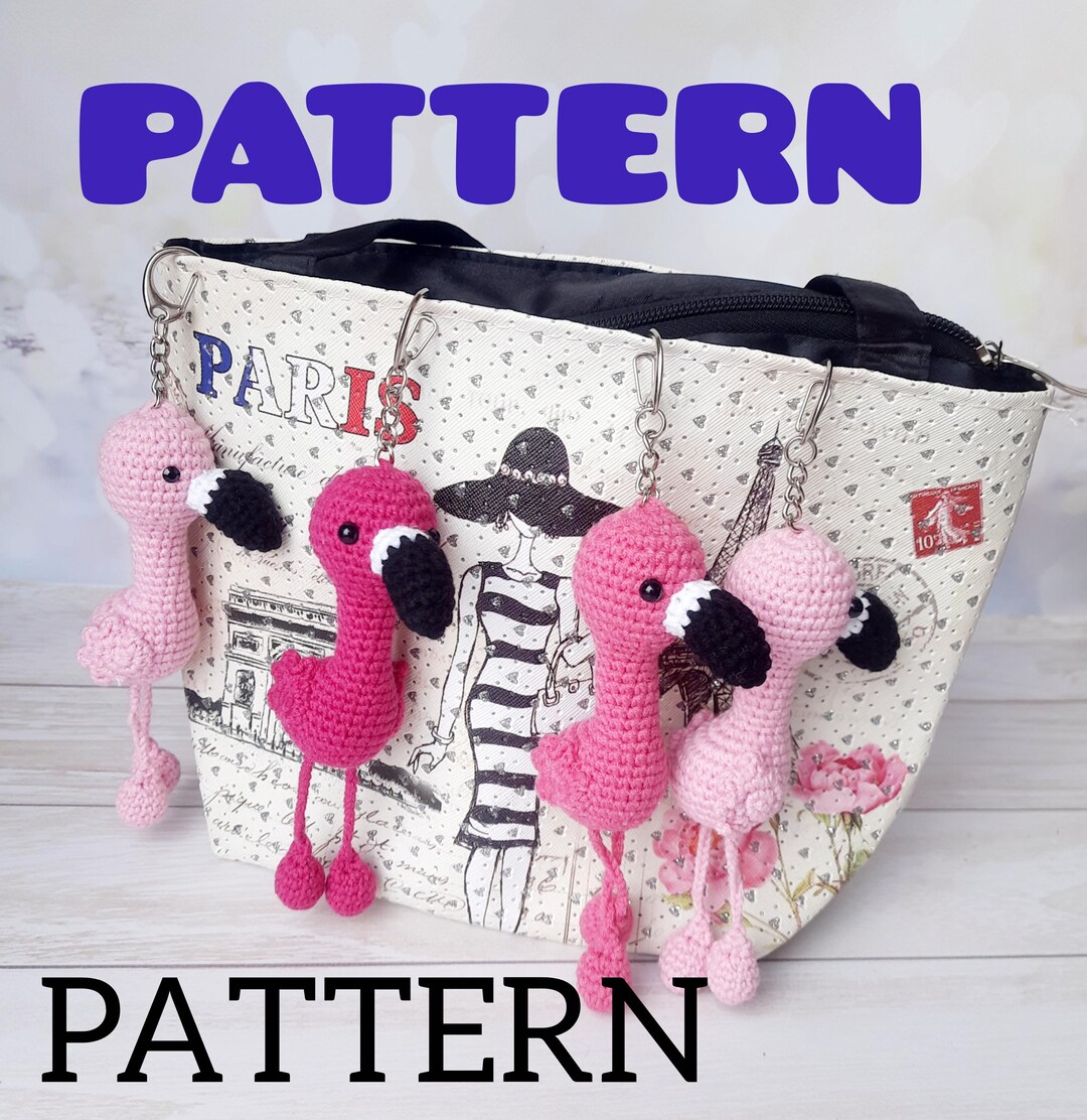 Pattern Flamingo Keychain Crocheted Cotton Flamingo Keychain Pattern ...