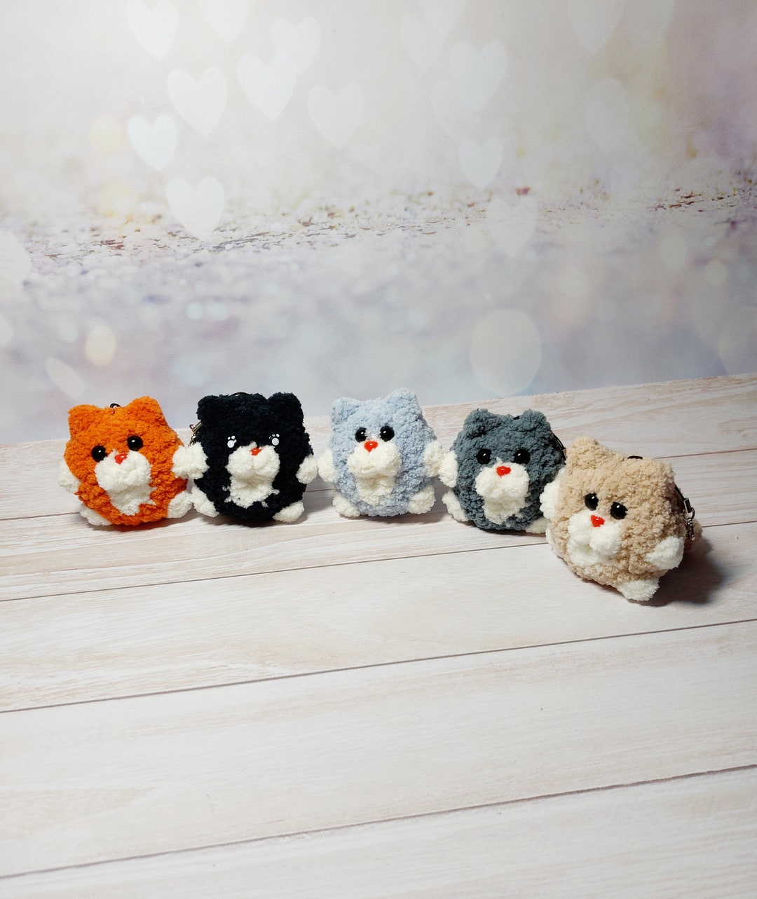 Cute Cat Keychain, Fluffy Crochet Cat Keychain, Super Soft Cute Bag ...