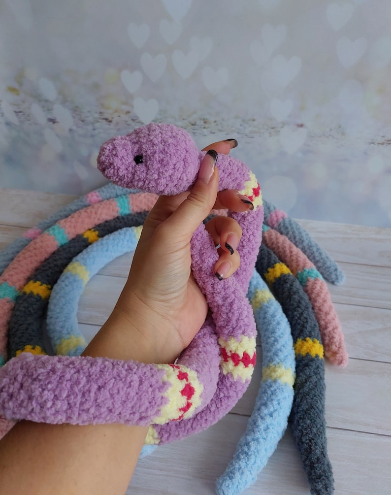 Long Snake, Plush Toy Soft Snake, Multi Color Plush Toy Trend, Knitted ...