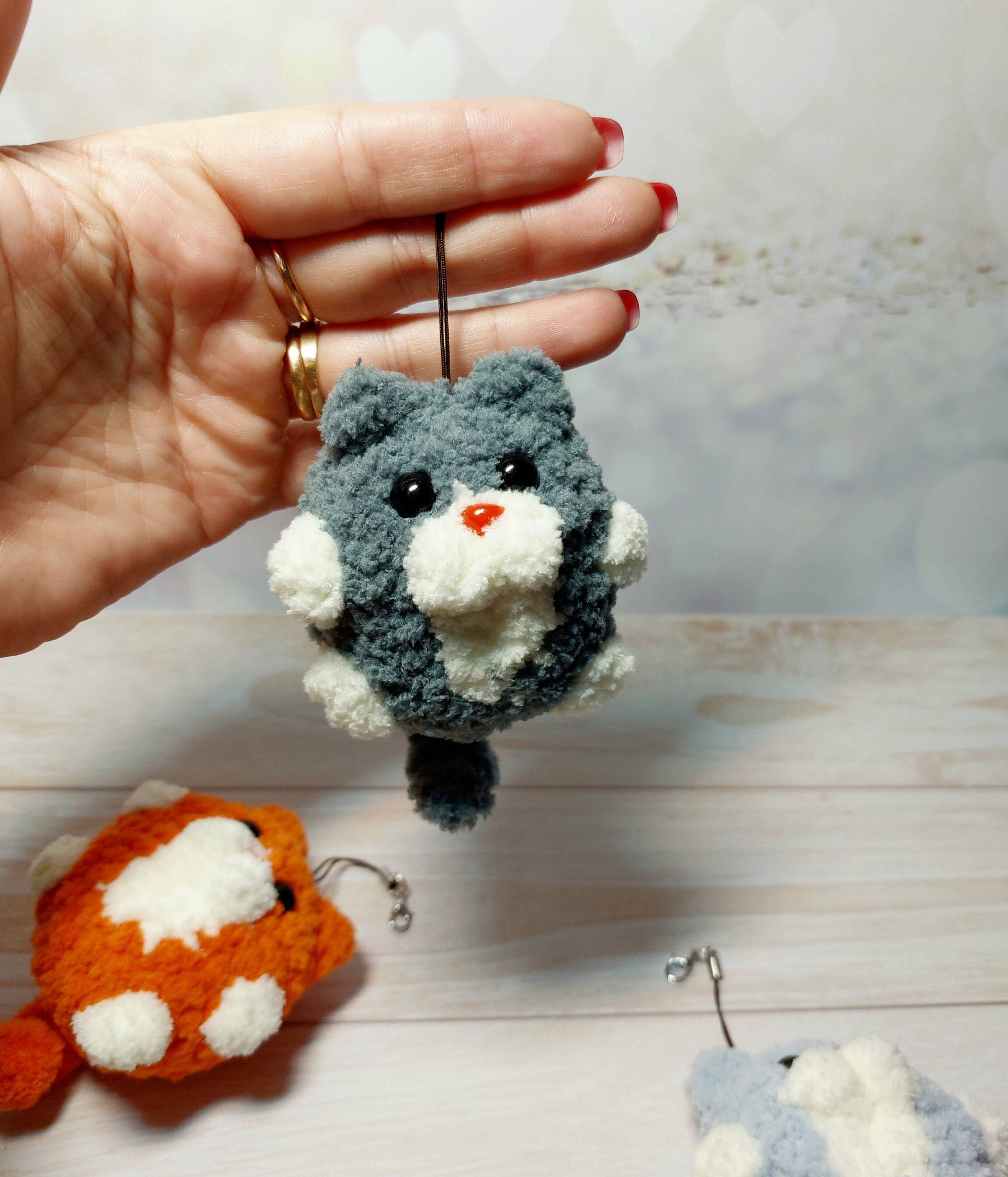 Cute Cat Keychain, Fluffy Crochet Cat Keychain, Super Soft Cute Bag ...