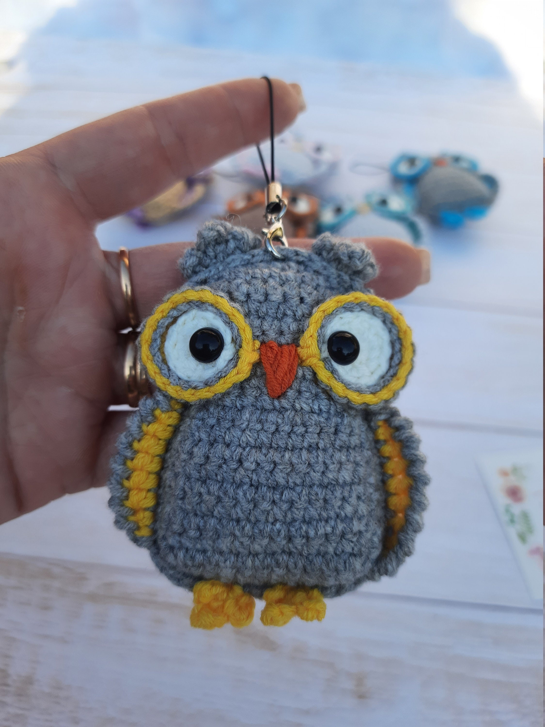 Owl Keychain for Bag and Backpack. Crocheted Owl Keychain. Soft Cute ...