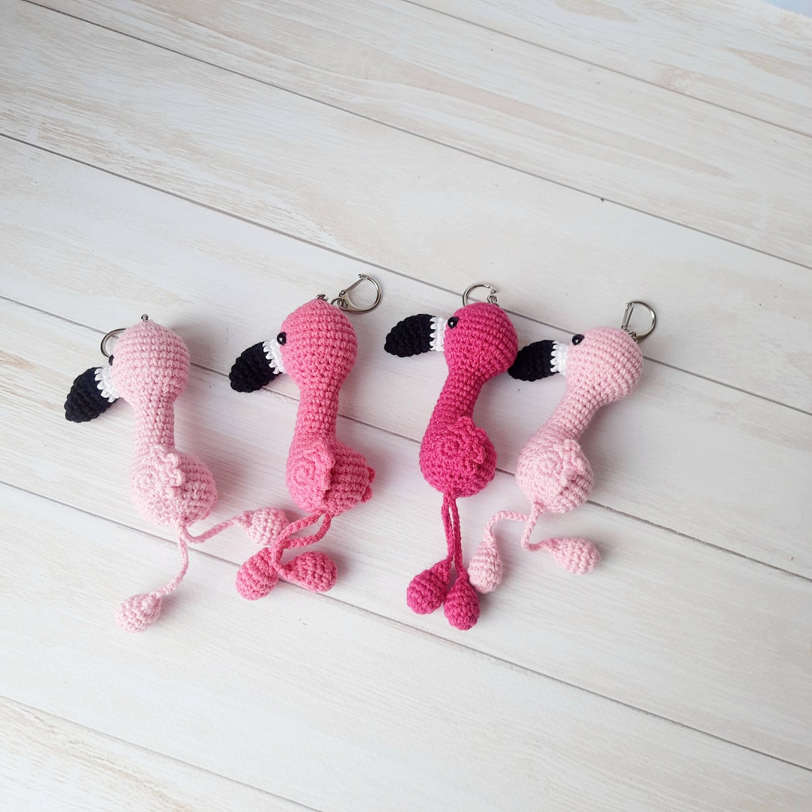 Pink Flamingo Bag Charm, Crocheted Bird Bag Charm, Crochet Bag Decor, Mothers Day Gift, Gift for ...