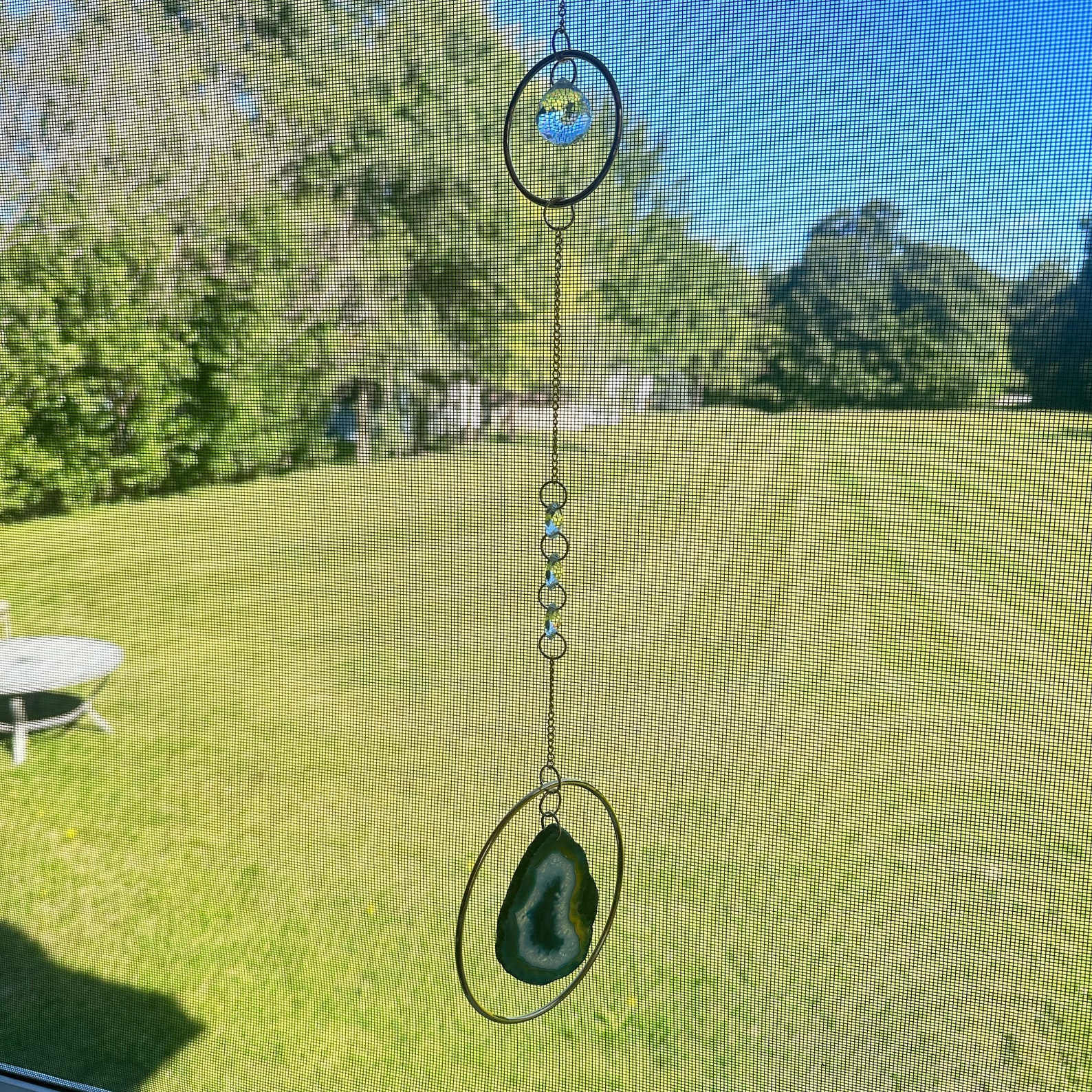Green Agate Crystal Suncatcher, Crystal Sun Catcher Hanging Crystals ...