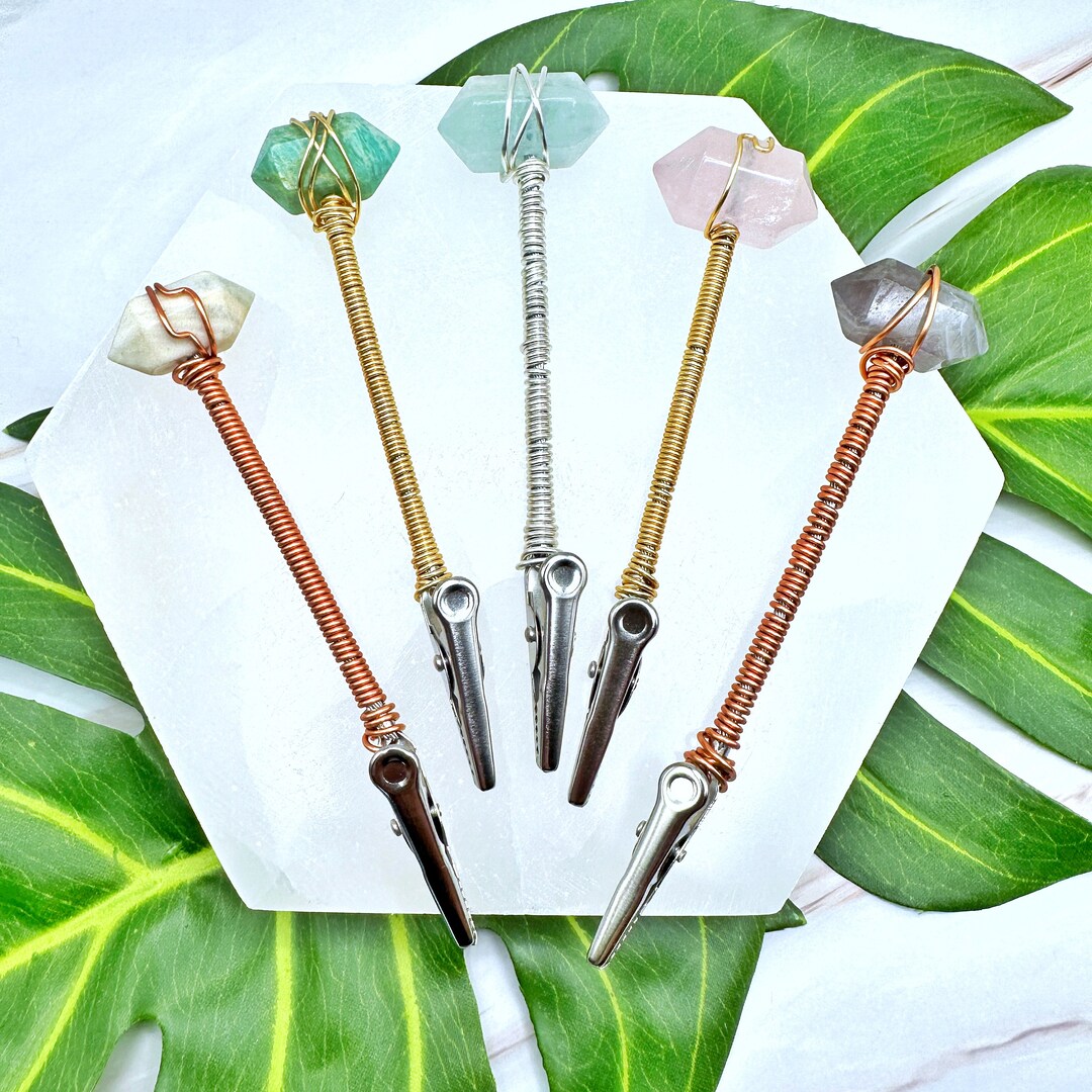 Mini Crystal Wand Clip Joint Holder Crystal Point Cigarette Holder ...