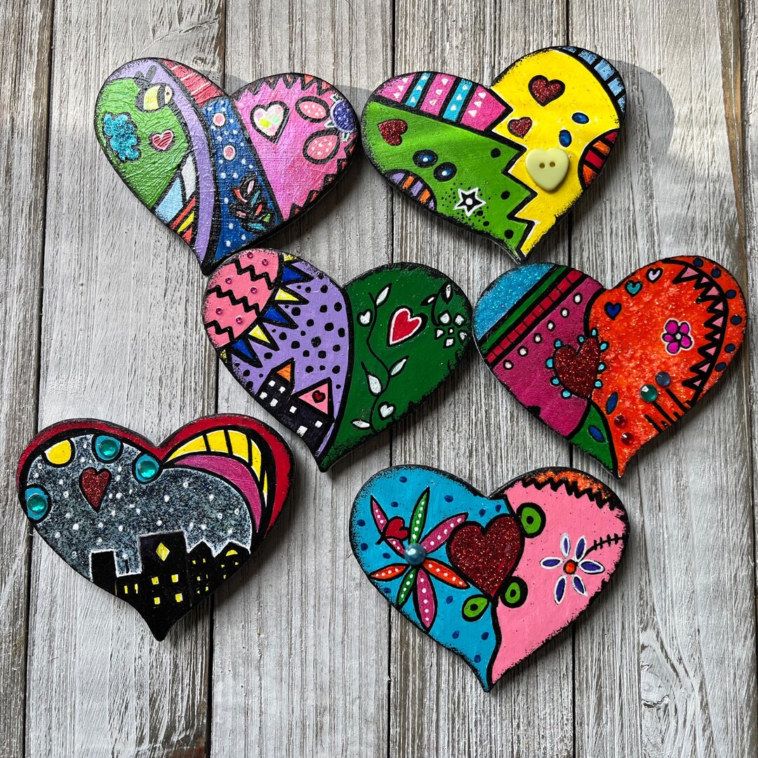 Heart Magnets, Colorful Hearts - Etsy
