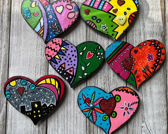 Heart Magnets, Colorful Hearts - Etsy