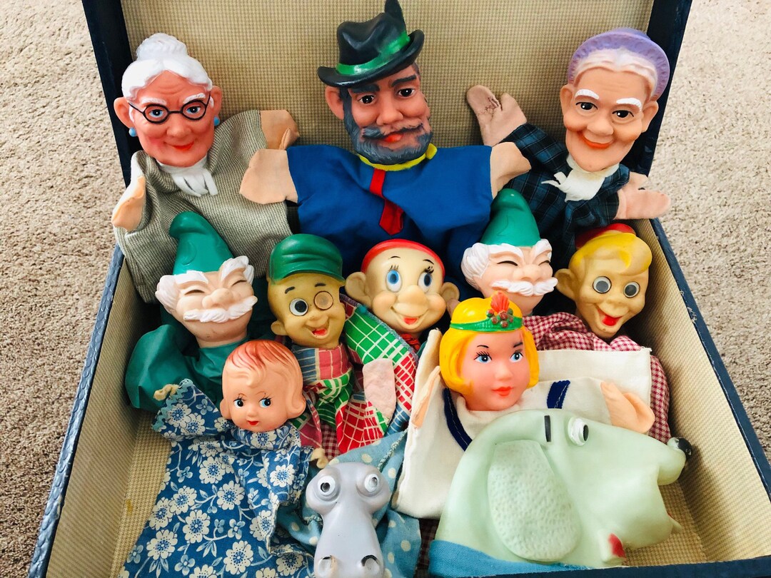 Vintage Rubber Head Hand Puppets Set of 12 in Case - Etsy