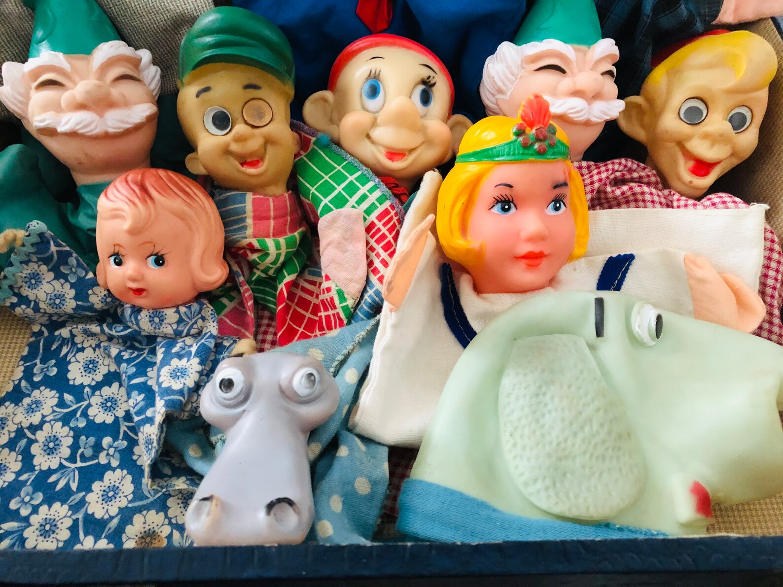 Vintage Rubber Head Hand Puppets Set of 12 in Case - Etsy
