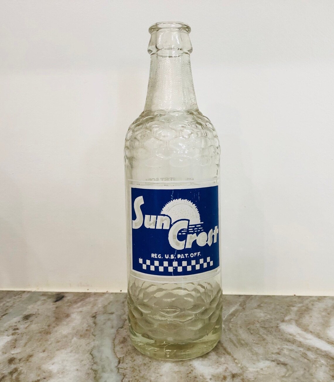 Vintage 1948 Sun Crest Soda Glass Bottle 10 Fluid Ounce - Etsy