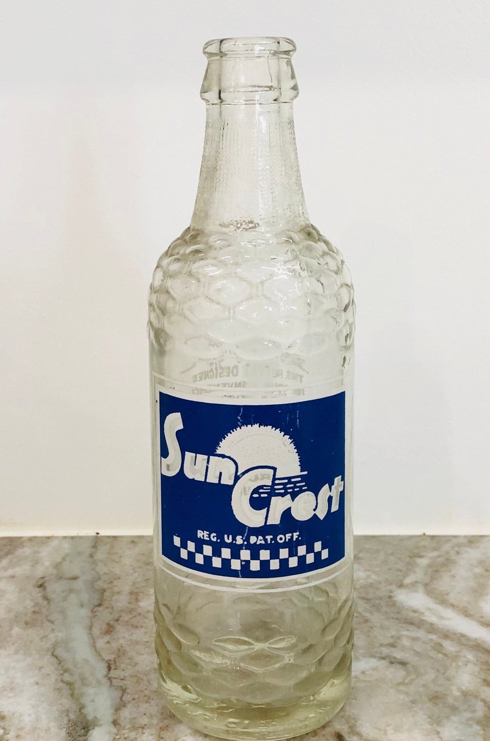 Vintage 1948 Sun Crest Soda Glass Bottle 10 Fluid Ounce | Etsy