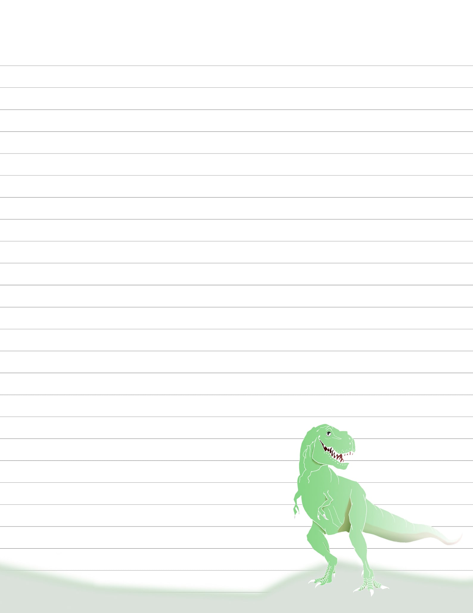 T-Rex Printable Stationery/ Dinosaur Writing Paper/ Green | Etsy