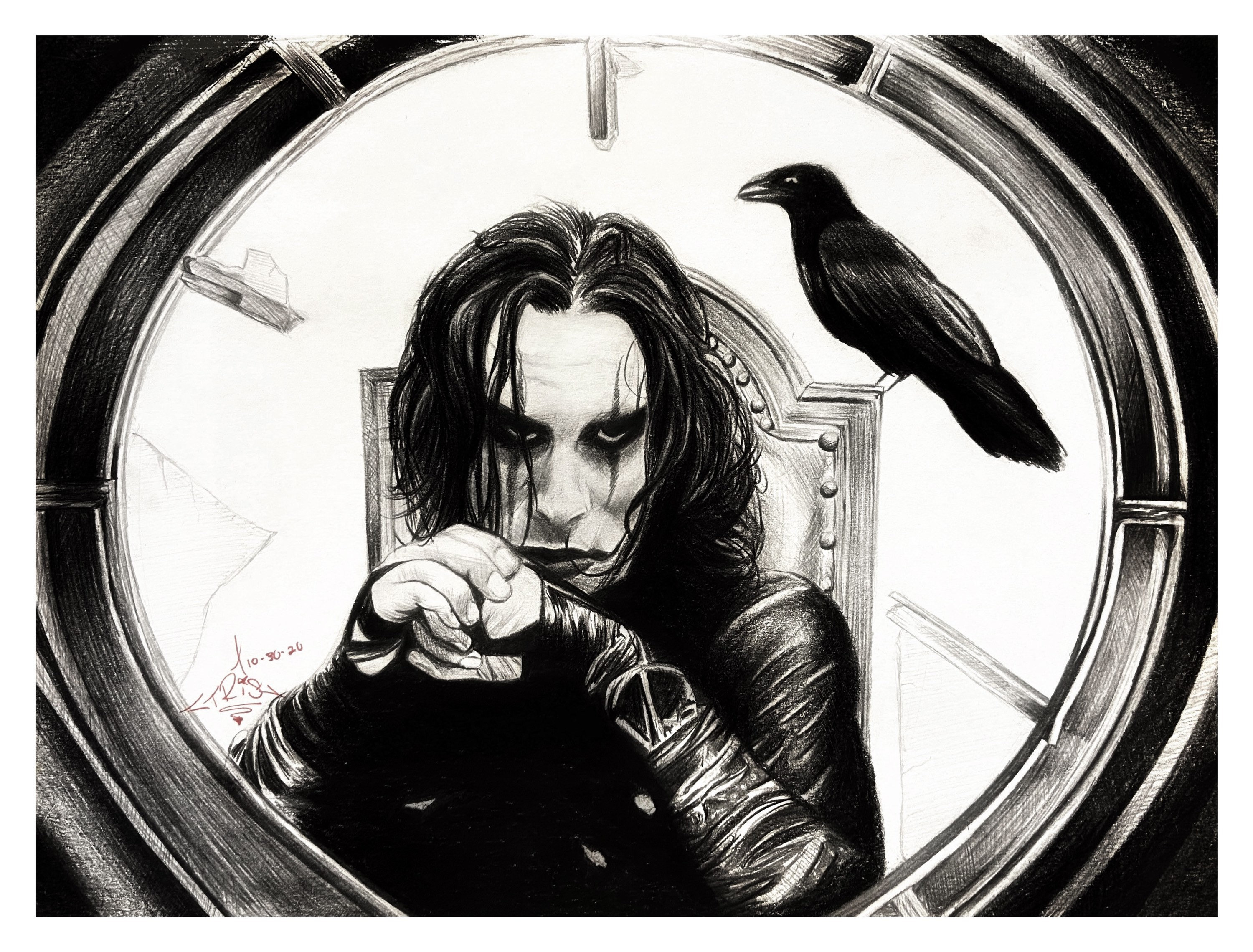 Eric Draven brandon Lee the Crow Drawing PRINT - Etsy