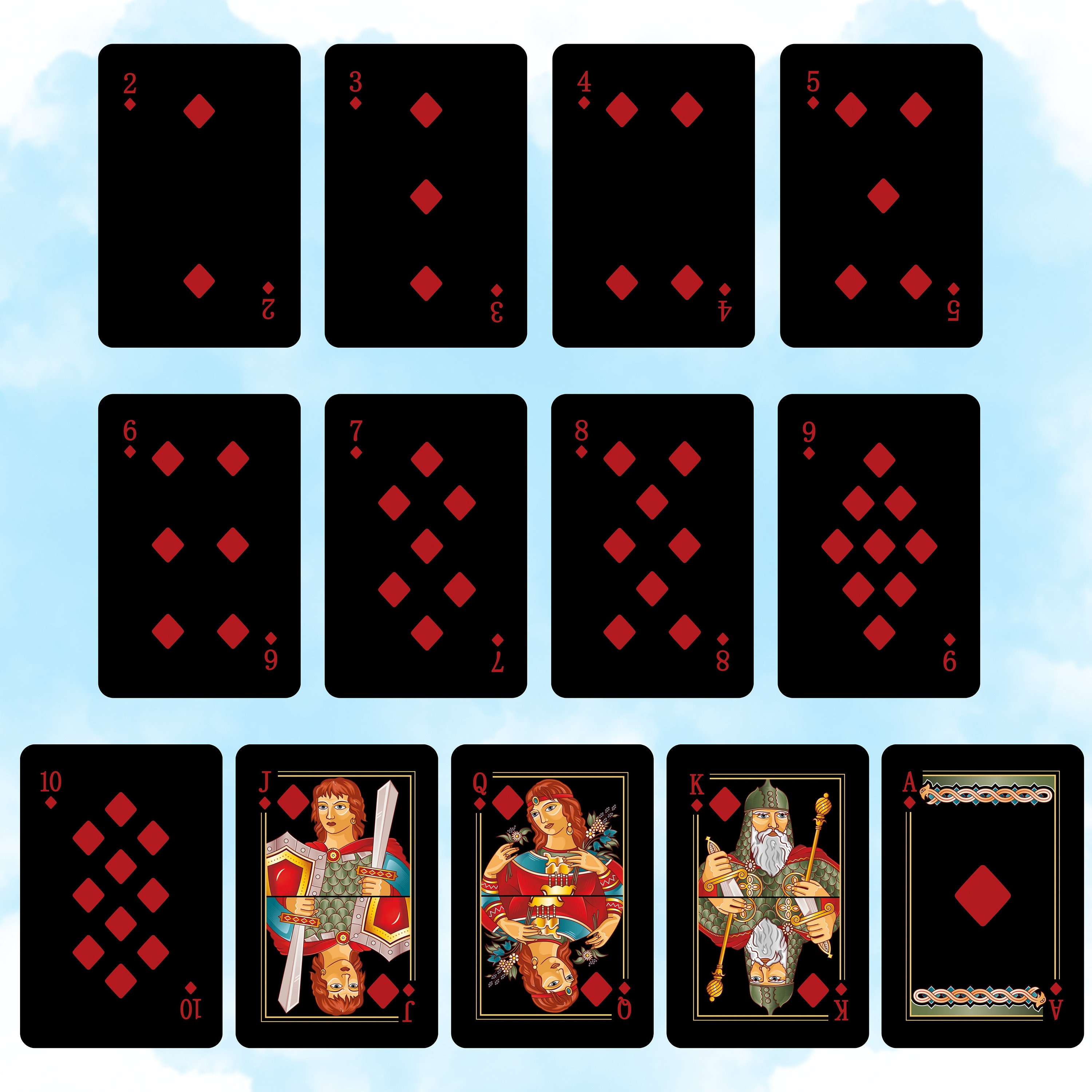 Slavic Playing Cards, Set of 2 Poker Cards, Black Playing Card, Unique ...