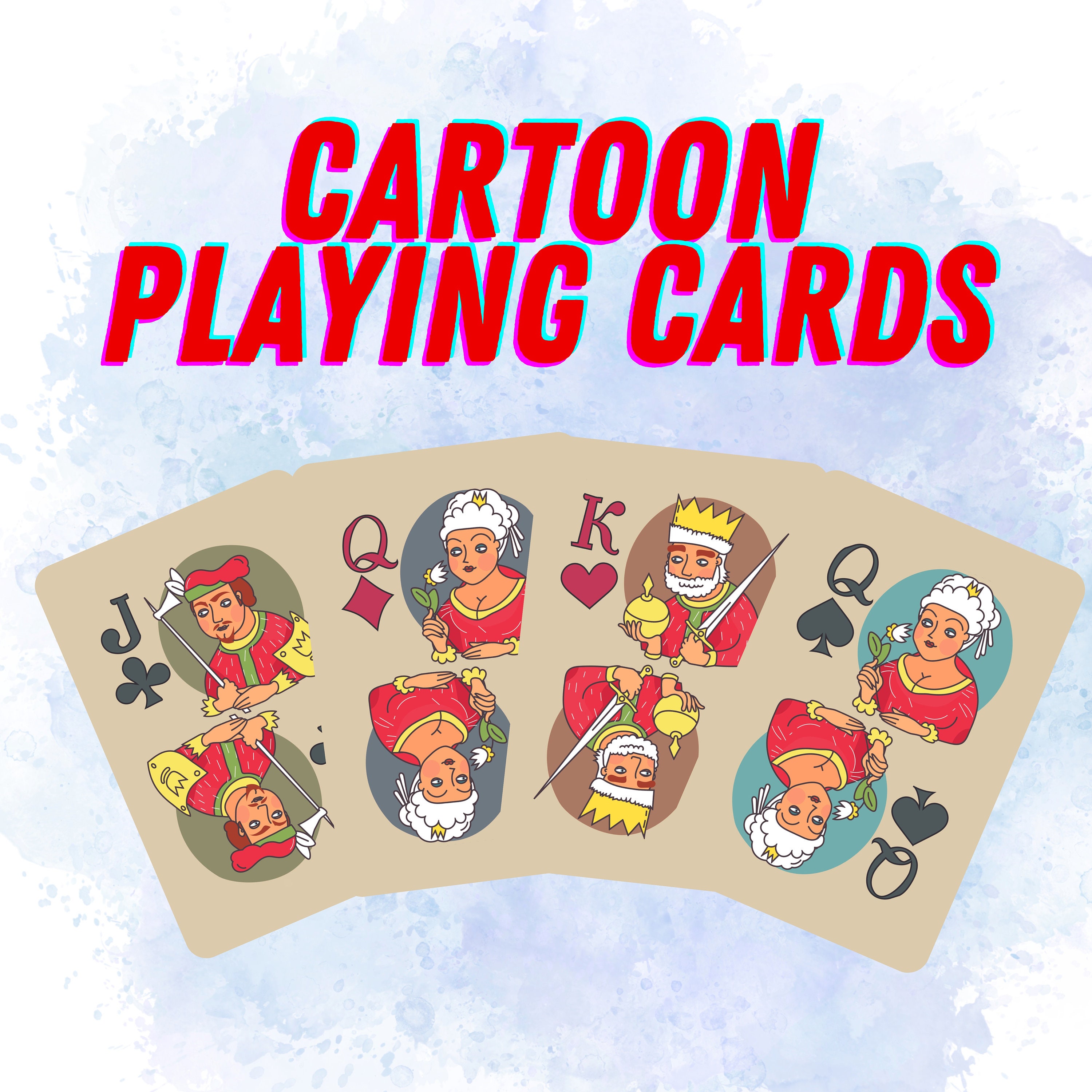 Cartoon Playing Cards, Set of 2 Poker Cards, Unique Playing Cards ...