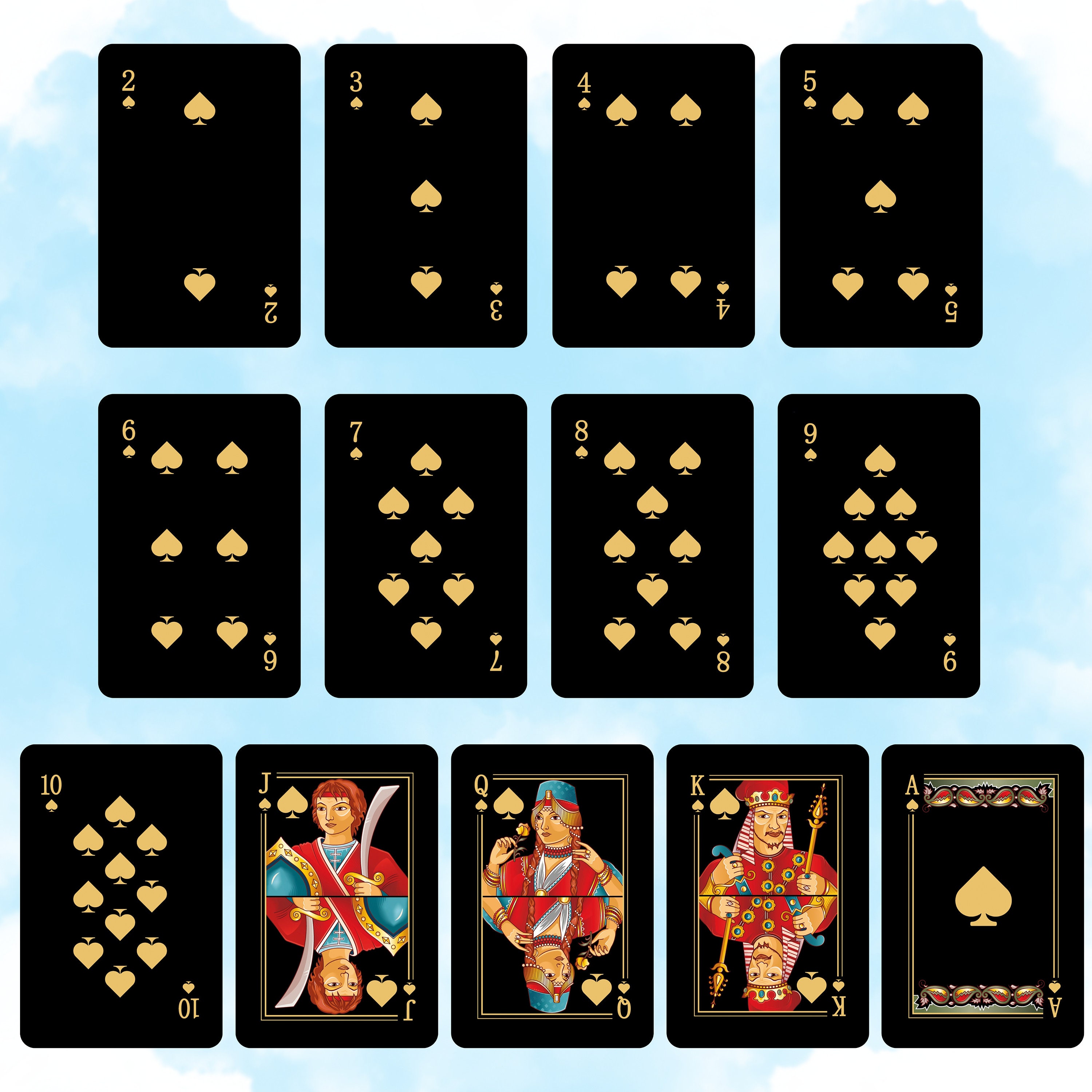Slavic Playing Cards, Set of 2 Poker Cards, Black Playing Card, Unique ...