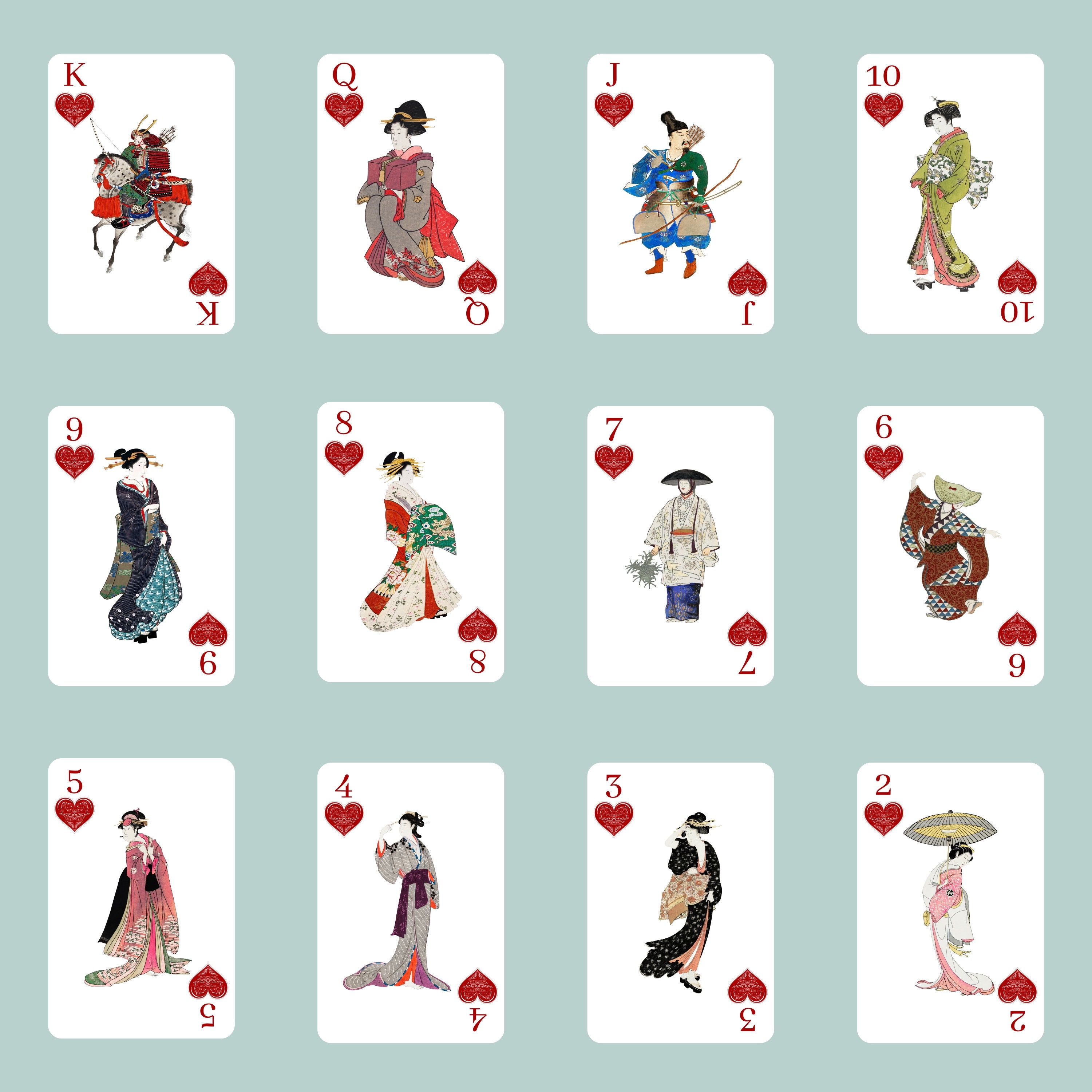 Set of 2 Japanese Playing Cards, Unique Playing Cards, Playing Cards ...