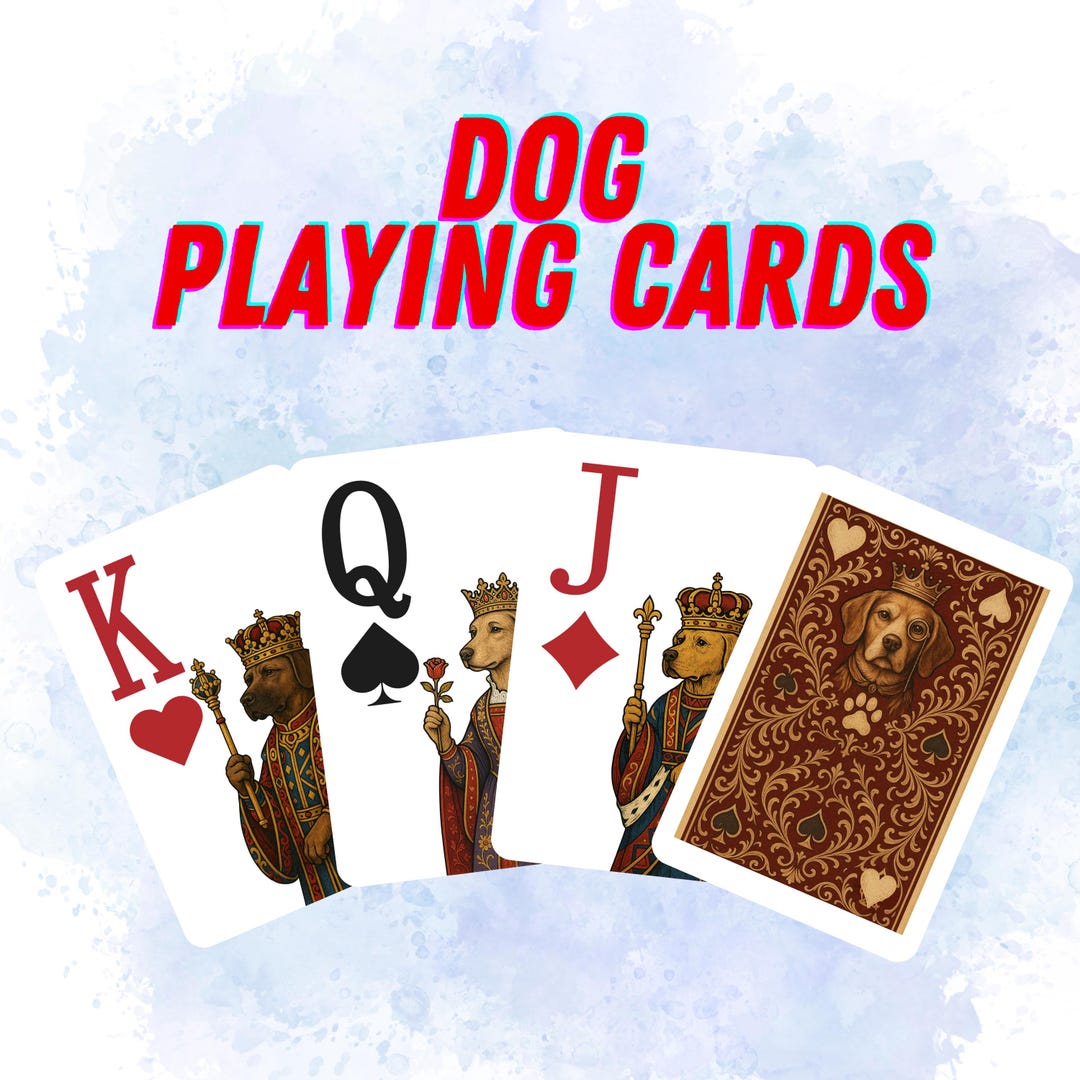 Dog Playing Cards, Set of 2 Poker Cards, Dog Art, Unique Playing Cards ...