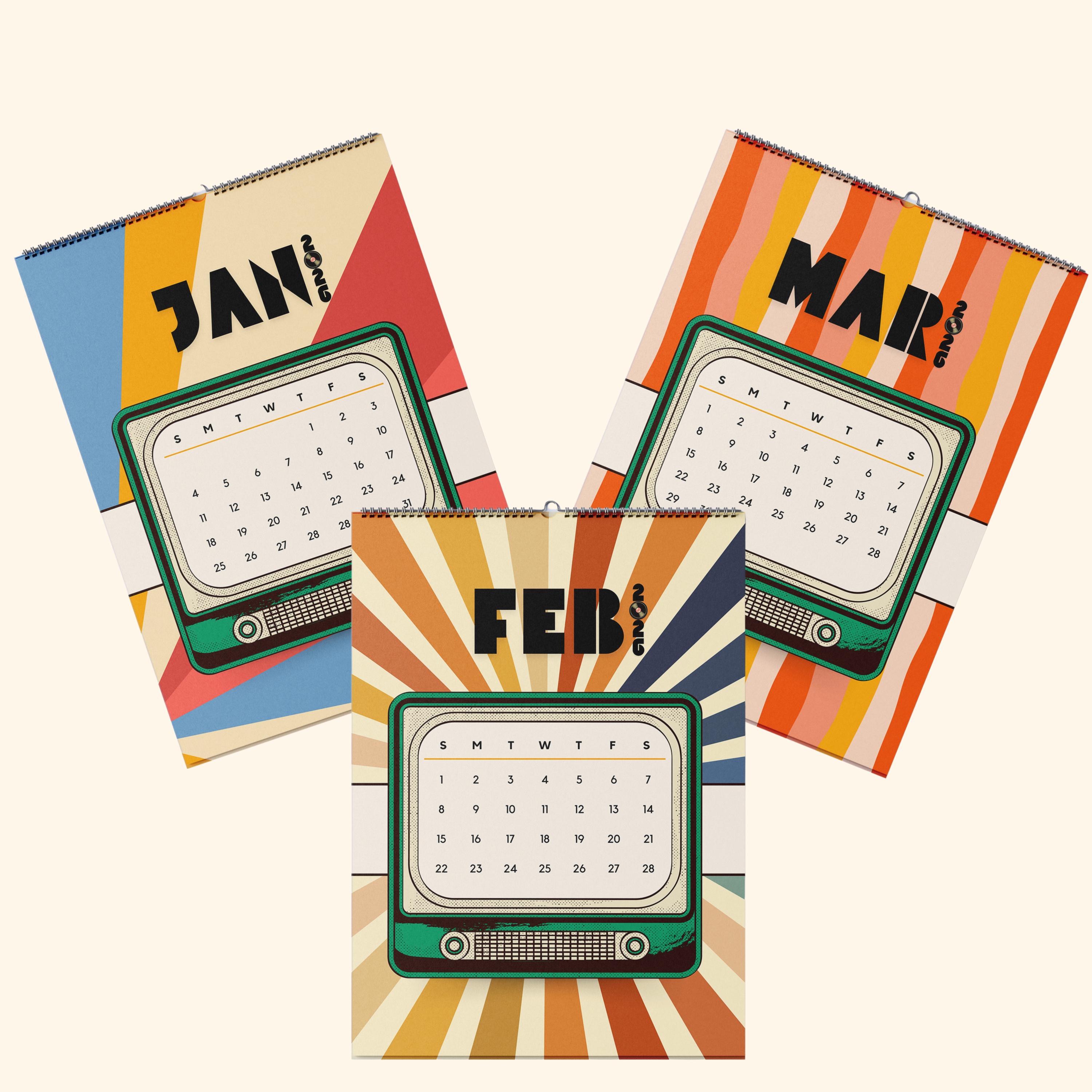2026 Retro Wall Calendar, Colorful Vintage Design, Retro Aesthetic ...
