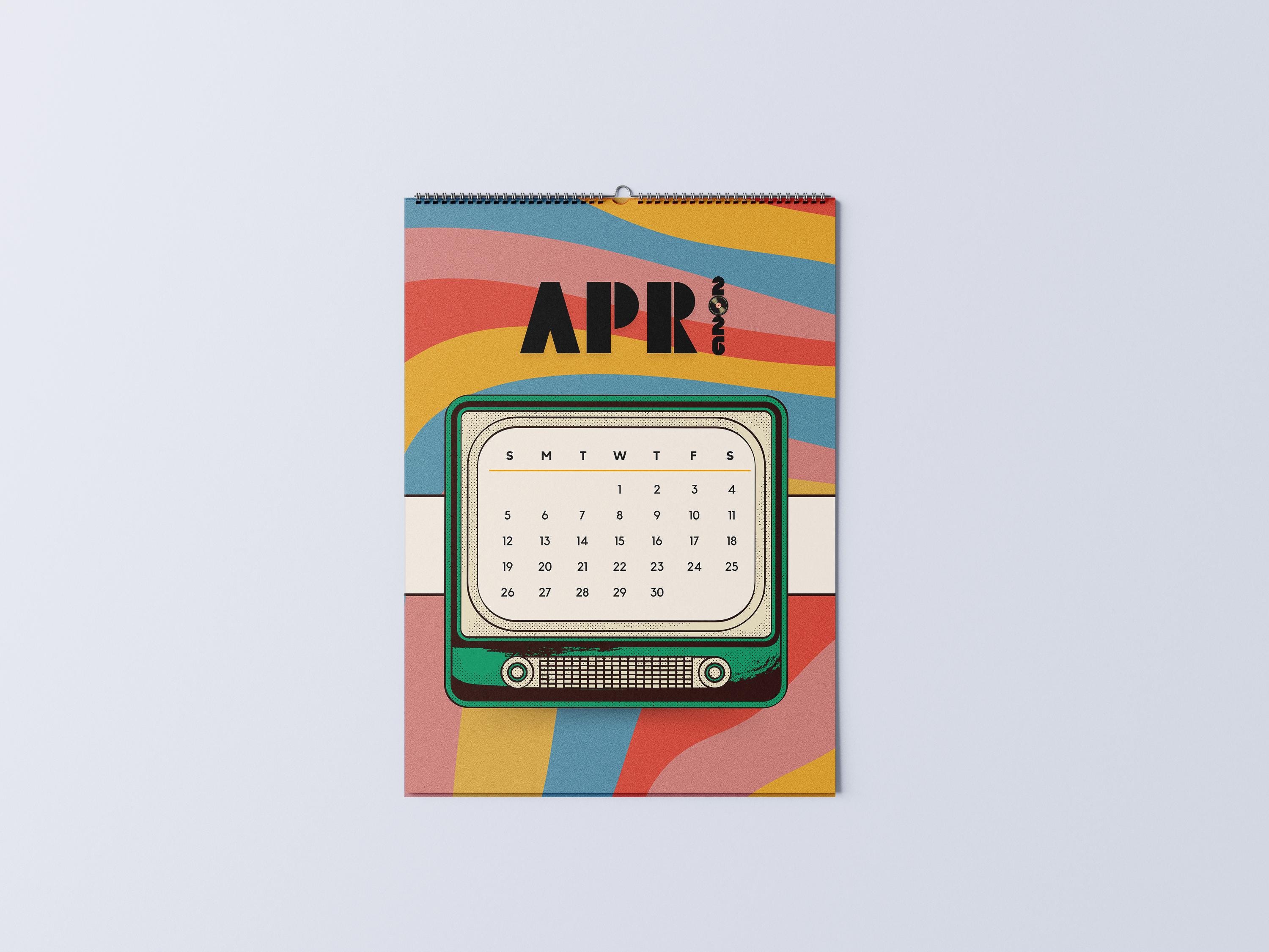 2026 Retro Wall Calendar, Colorful Vintage Design, Retro Aesthetic ...