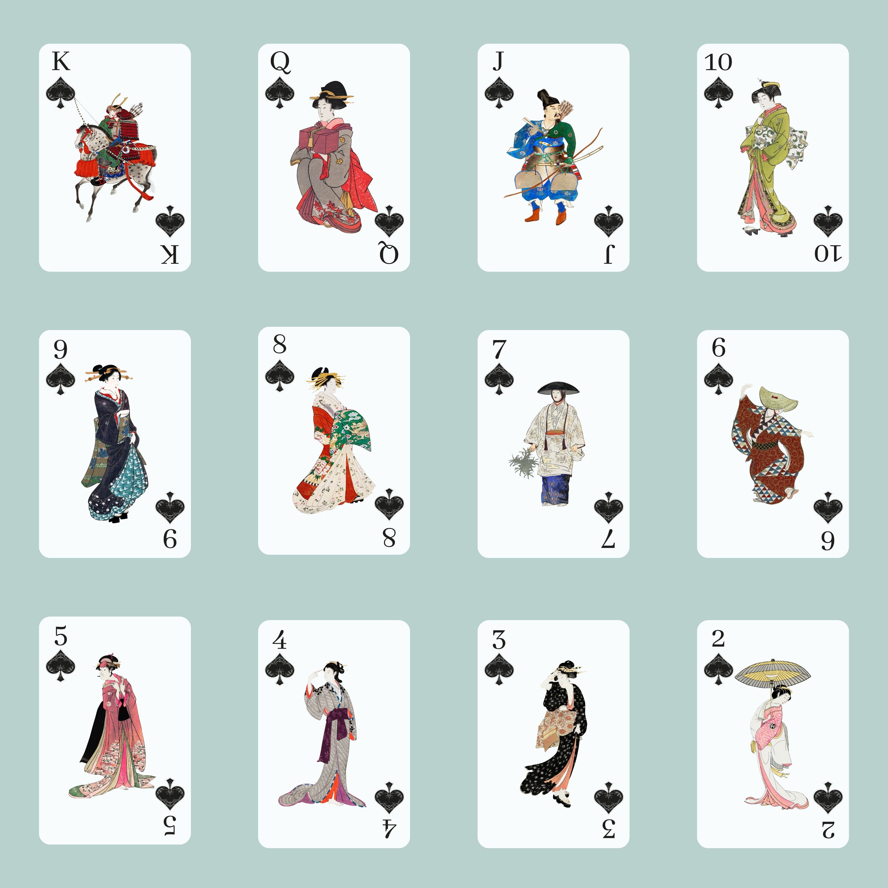 Set of 2 Japanese Playing Cards, Unique Playing Cards, Playing Cards ...