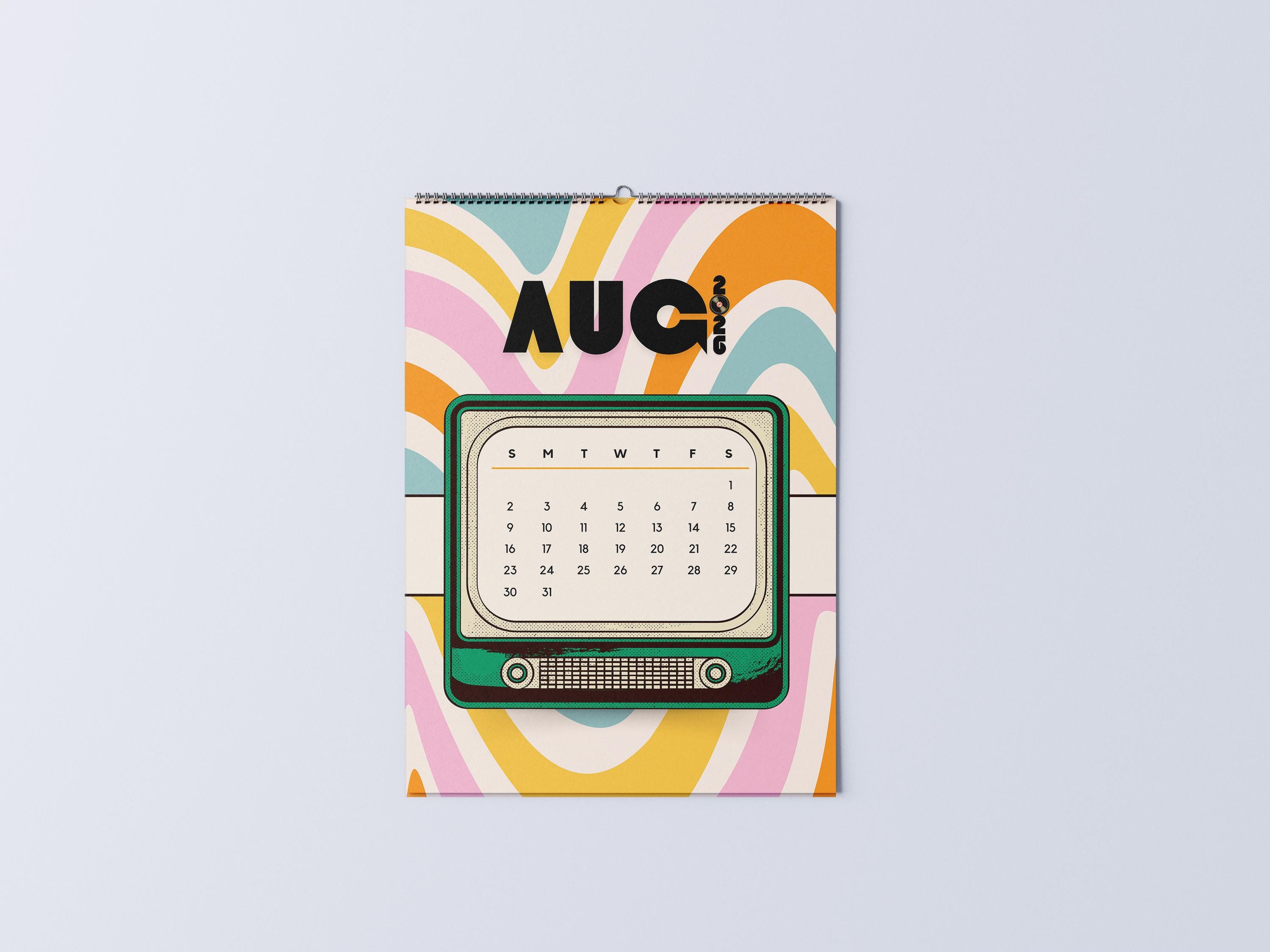 2026 Retro Wall Calendar, Colorful Vintage Design, Retro Aesthetic ...