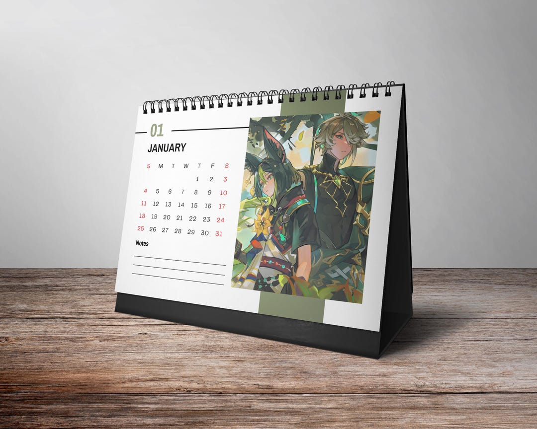 Genshin Impact 2027 Desk Calendar - Character Art Monthly Scheduler ...