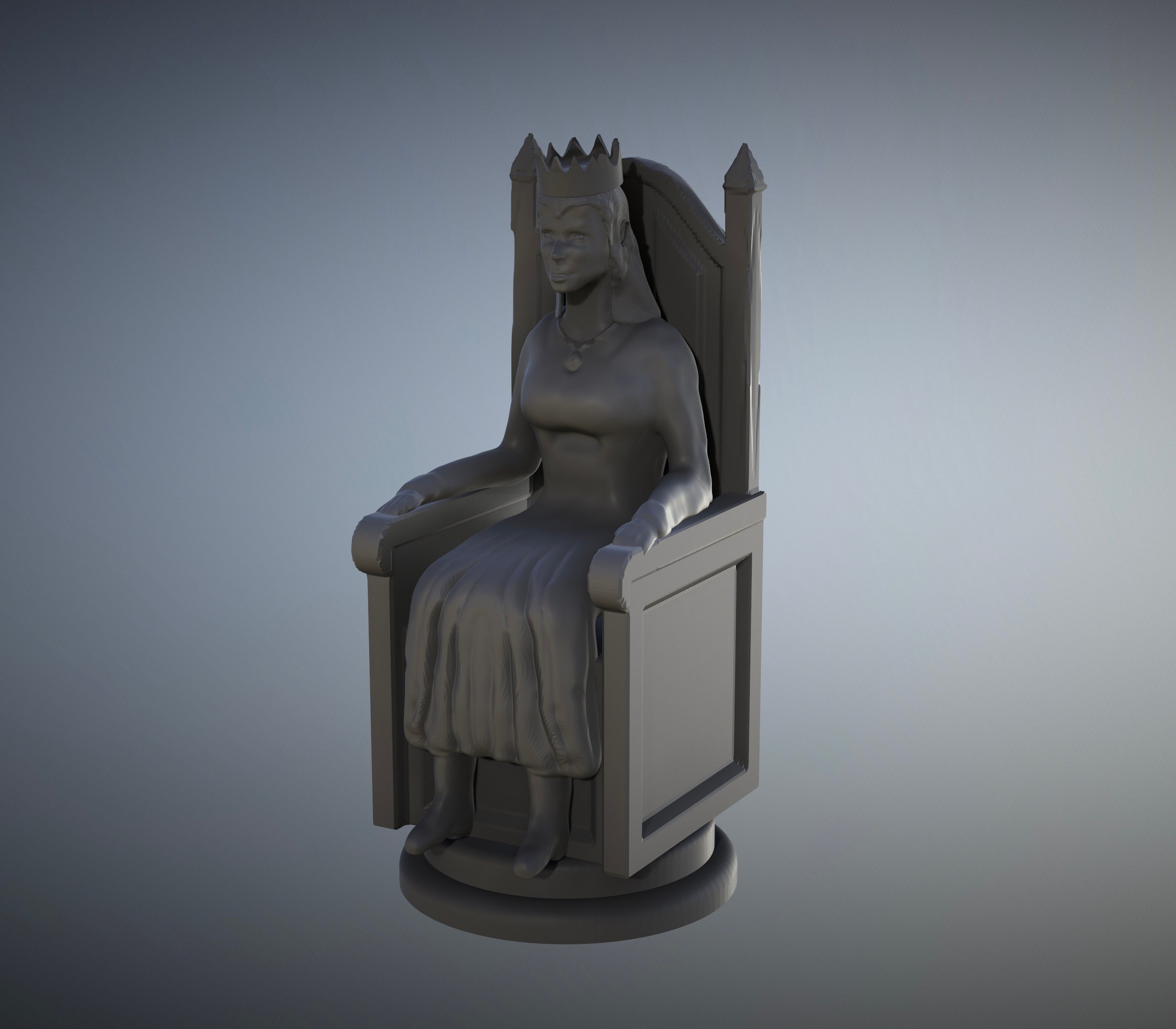 QUEEN Figure CHESS Piece (medieval Set) STL File to Print in 3D or Cnc ...