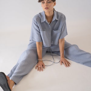 Linen Set Outfit, Linen Crop Top for Women, Linen Pants Wide Leg, Linen ...