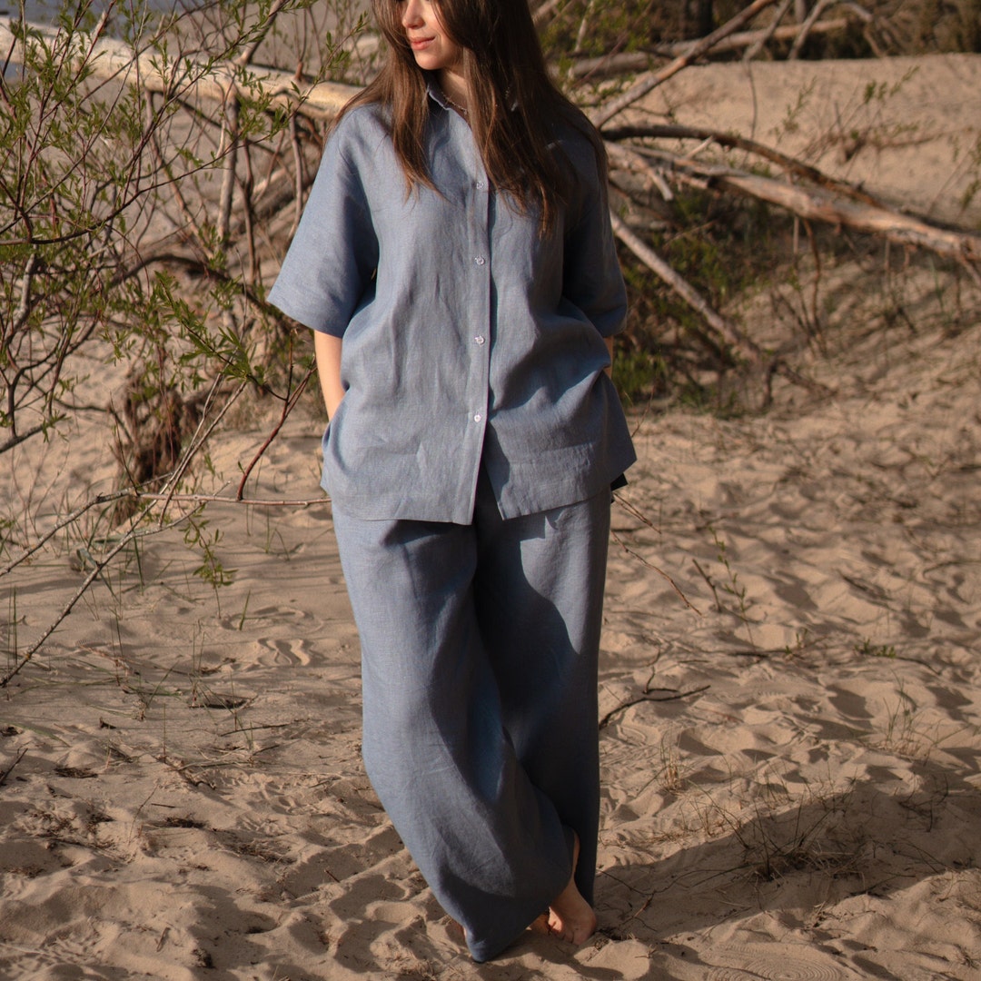 2 PC Linen SET for Women, LORANCE, Two Piece Linen Set, Linen Oversize ...