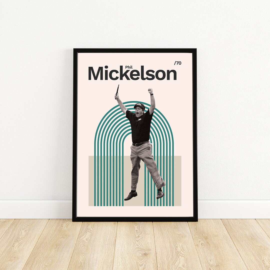 Phil Mickelson Mid-century Golf Poster | Golf Print | Birthday Gift ...