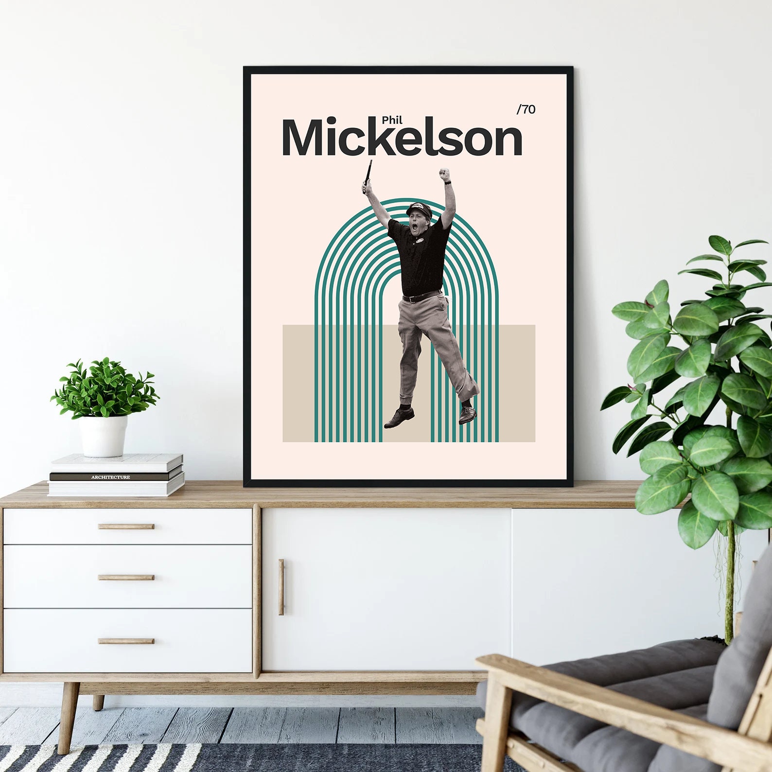 Phil Mickelson Mid-century Golf Poster | Golf Print | Birthday Gift ...